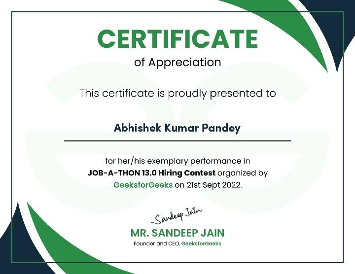 Abhishek Kumar Pandey on LinkedIn: #hiring #contest #gfg Abhishek Kumar Pandey on LinkedIn: #hiring #contest #gfg