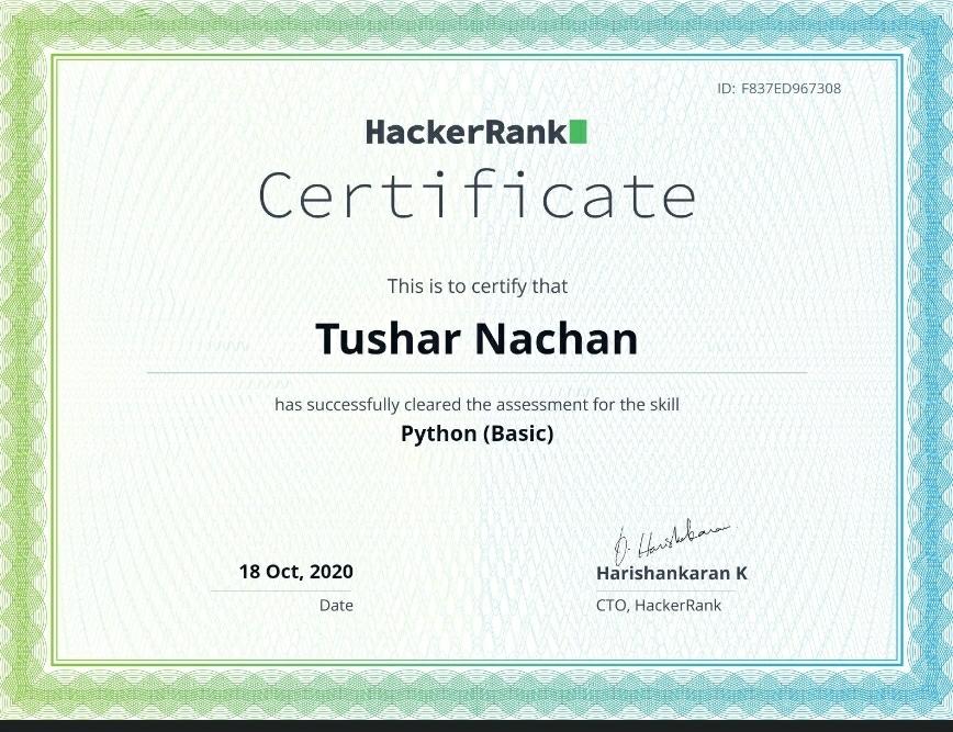Tushar Nachan on LinkedIn: #python #hackerrank #coding Tushar Nachan on LinkedIn: #python #hackerrank #coding