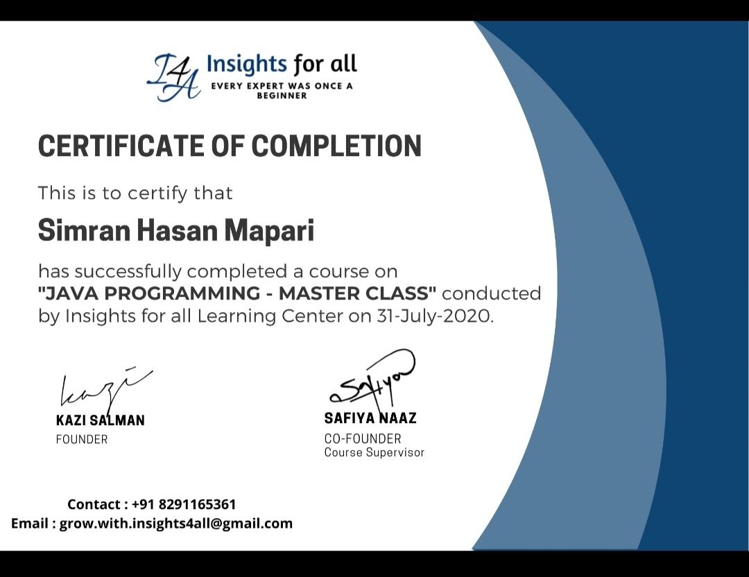 Simran Mapari on LinkedIn: #javaprogramming#onlinecourse Simran Mapari on LinkedIn: #javaprogramming#onlinecourse