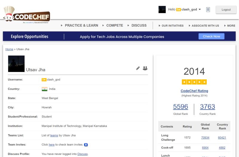 Utsav Jha on LinkedIn: Finally, I'm a 5-star coder at CodeChef. My CP ... Utsav Jha on LinkedIn: Finally, I'm a 5-star coder at CodeChef. My CP ...