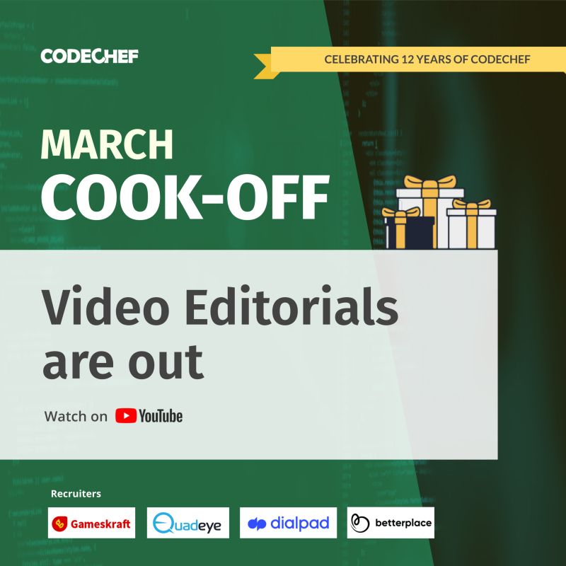 CodeChef on LinkedIn: #contest #programming #coding #solutions CodeChef on LinkedIn: #contest #programming #coding #solutions