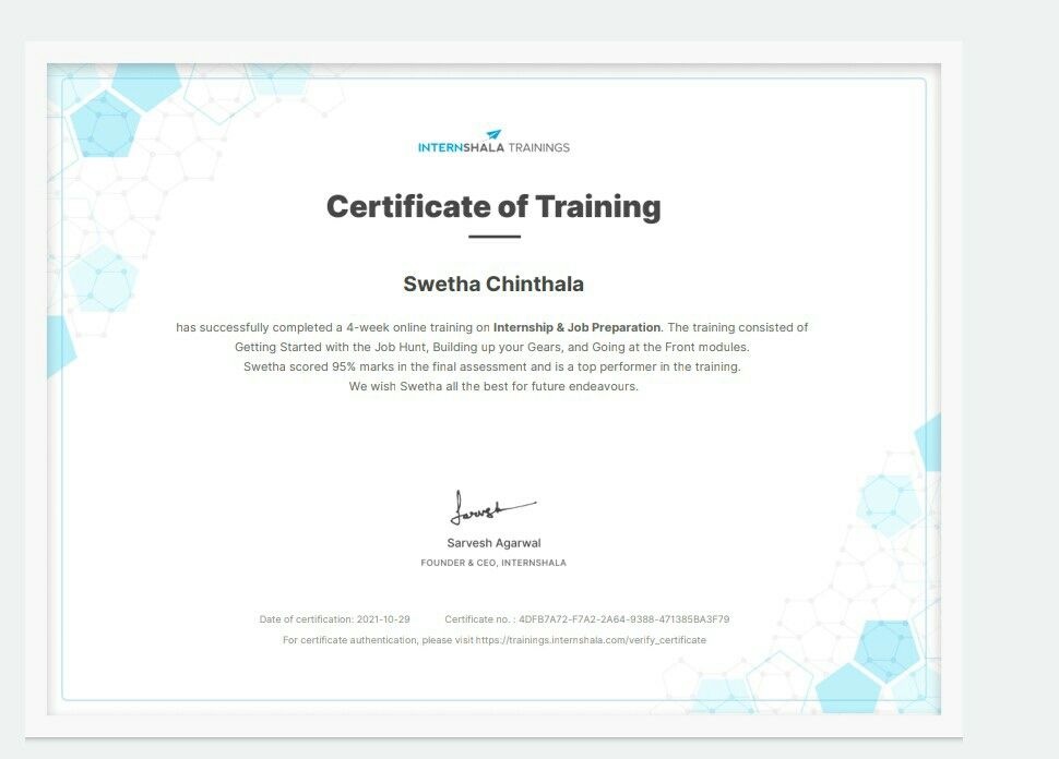 Swetha Chinthala on LinkedIn: #connections #internship #job #training # ... Swetha Chinthala on LinkedIn: #connections #internship #job #training # ...