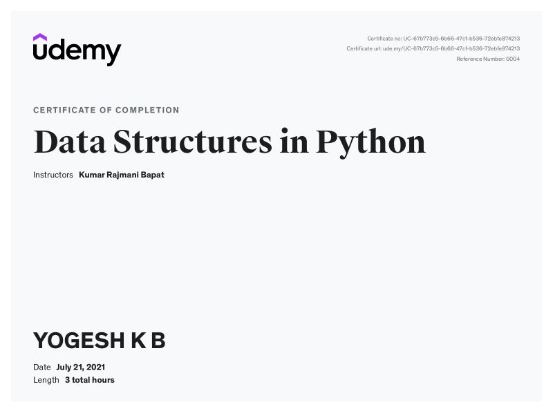YOGESH K B 🎯 on LinkedIn: #datastructures #python #udemy YOGESH K B 🎯 on LinkedIn: #datastructures #python #udemy
