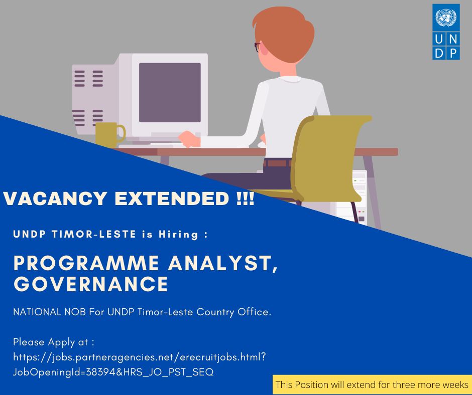 UNDP Timor-Leste on LinkedIn: VACANCY EXTENDED!!! UNDP Timor-Leste is ... UNDP Timor-Leste on LinkedIn: VACANCY EXTENDED!!! UNDP Timor-Leste is ...