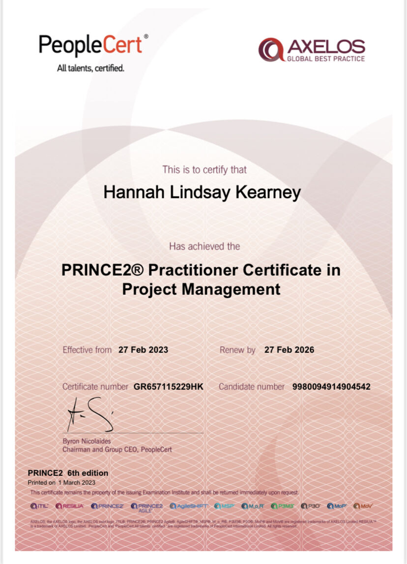 Hannah Kearney on LinkedIn: Delighted to have received certification in ... Hannah Kearney on LinkedIn: Delighted to have received certification in ...
