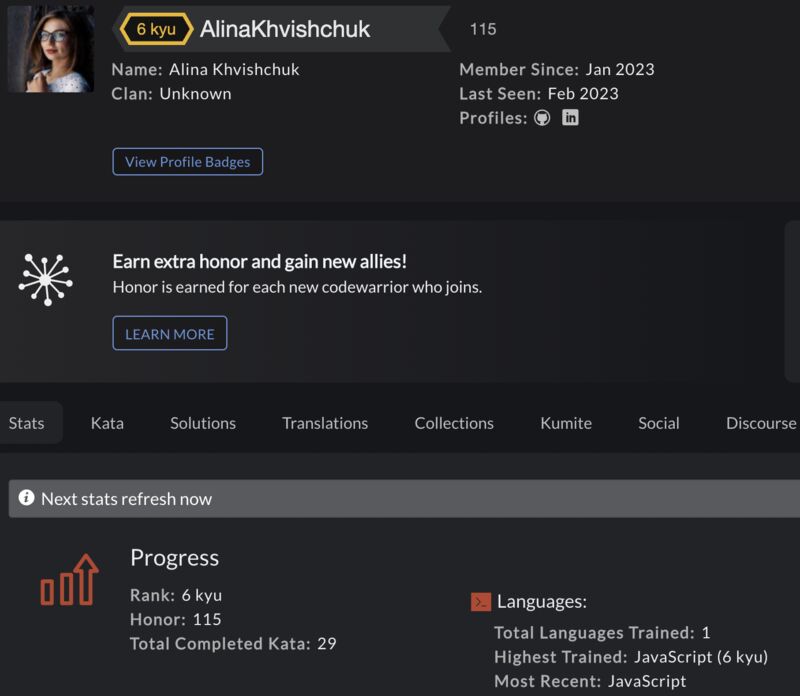 Alina Khvishchuk on LinkedIn: #codewars #javascript #js # ... Alina Khvishchuk on LinkedIn: #codewars #javascript #js # ...