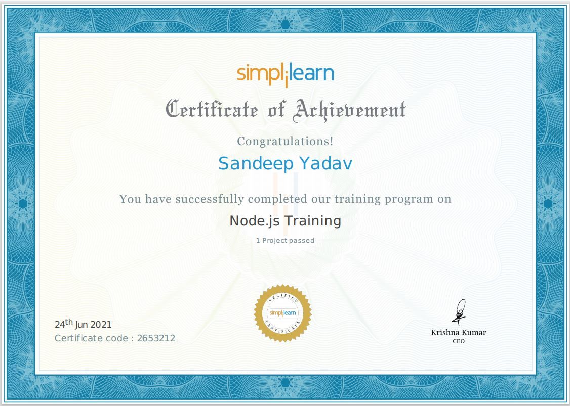 Sandeep Yadav on LinkedIn: #certificateofcompletion #simplilearn # ... Sandeep Yadav on LinkedIn: #certificateofcompletion #simplilearn # ...
