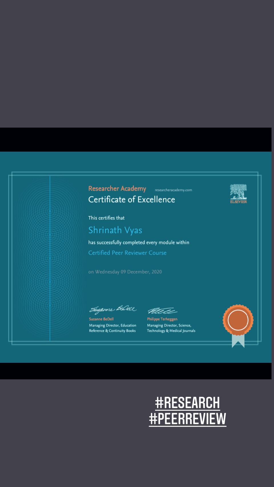DR.SHRINATH VYAS (PT) on LinkedIn: Elsevier certified peer reviewer course DR.SHRINATH VYAS (PT) on LinkedIn: Elsevier certified peer reviewer course