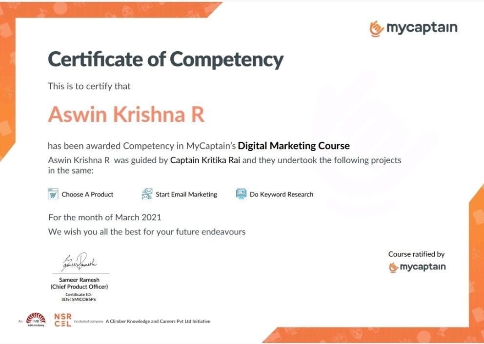 ASWIN KRISHNA R on LinkedIn: #digitalamarketing #mycaptain #marketing #mba ASWIN KRISHNA R on LinkedIn: #digitalamarketing #mycaptain #marketing #mba