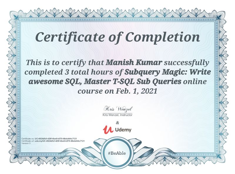 MANISH KUMAR on LinkedIn: #subquery #tsql #sql MANISH KUMAR on LinkedIn: #subquery #tsql #sql