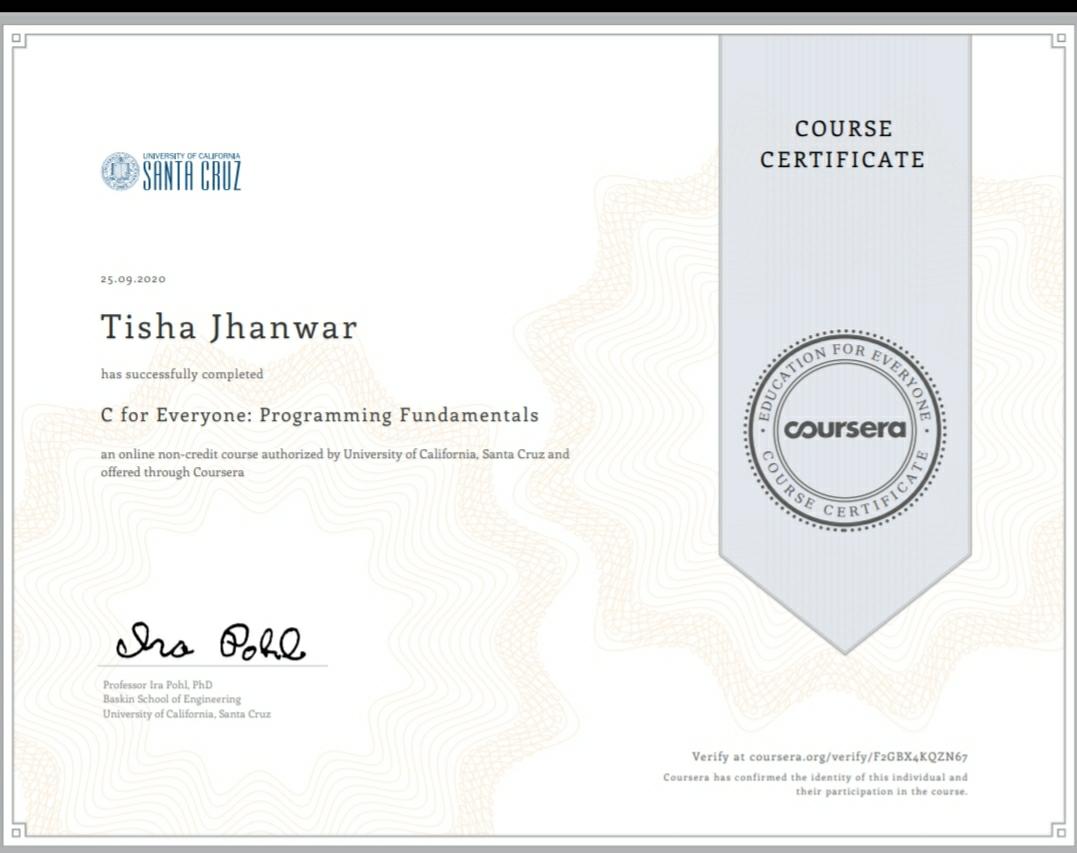 Tisha Jhanwar on LinkedIn: #coursera #programming Tisha Jhanwar on LinkedIn: #coursera #programming
