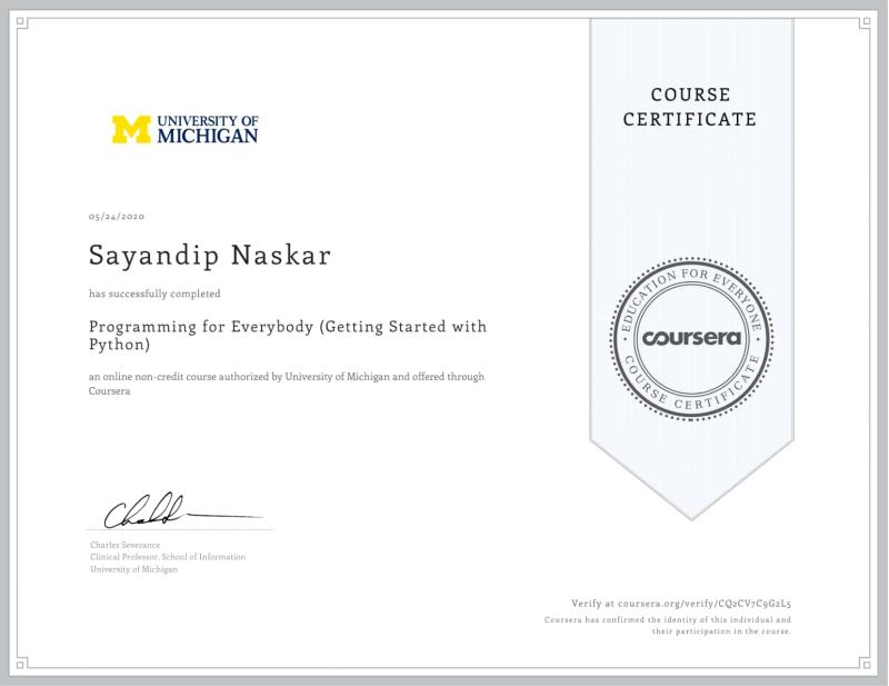 Sayandip Naskar on LinkedIn: #python_for_everybody #michigan_state ... Sayandip Naskar on LinkedIn: #python_for_everybody #michigan_state ...