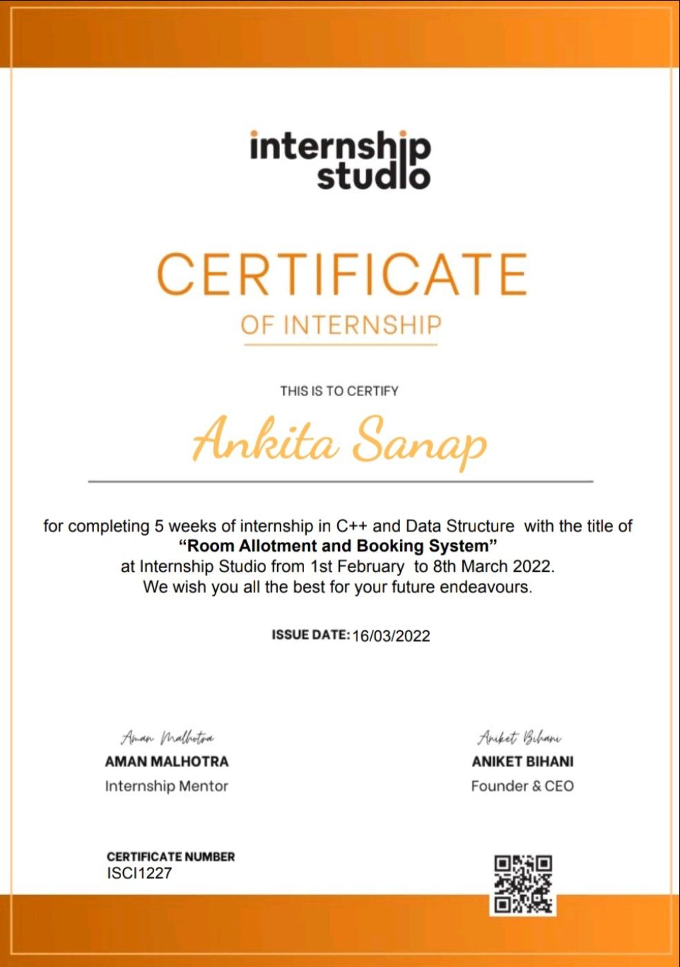 Ankita Sanap on LinkedIn: #internshipstudio #neo #dsa #cpp # ... Ankita Sanap on LinkedIn: #internshipstudio #neo #dsa #cpp # ...