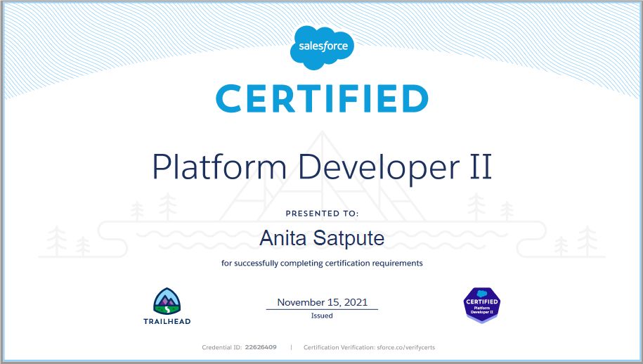 Anita Satpute on LinkedIn: #salesforcecertified #pd2 #developer Anita Satpute on LinkedIn: #salesforcecertified #pd2 #developer