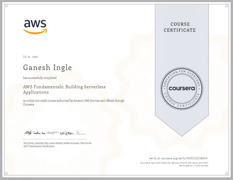 Ganesh Ingle on LinkedIn: AWS Fundamentals: Building Serverless ... Ganesh Ingle on LinkedIn: AWS Fundamentals: Building Serverless ...