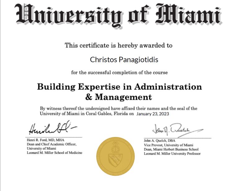 Christos Panagiotidis on LinkedIn: #universityofmiami #certificate # ... Christos Panagiotidis on LinkedIn: #universityofmiami #certificate # ...