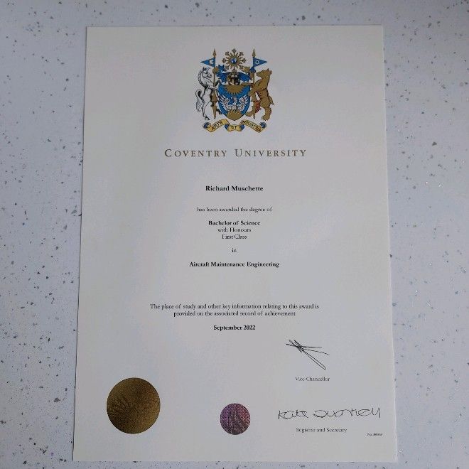 Richard Muschette BSc Aero.Eng.(Hons).(A.M.E), Eng.Dipl(A.M.E.),Eng ... Richard Muschette BSc Aero.Eng.(Hons).(A.M.E), Eng.Dipl(A.M.E.),Eng ...