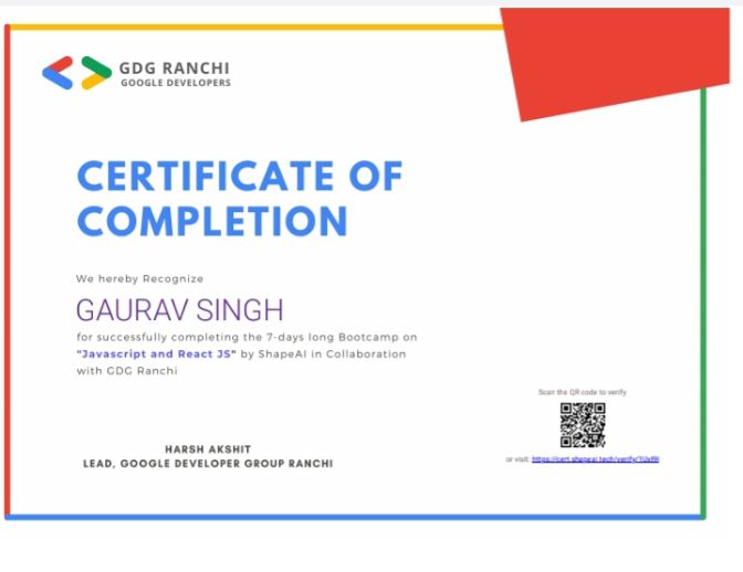 Gaurav Singh on LinkedIn: #javascript #reactjs #shapeai #gdgranchi # ... Gaurav Singh on LinkedIn: #javascript #reactjs #shapeai #gdgranchi # ...