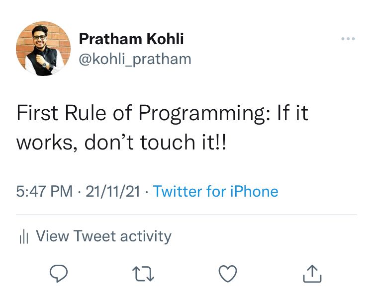 Pratham Kohli on LinkedIn: #coding #programming #softwareengineering ... Pratham Kohli on LinkedIn: #coding #programming #softwareengineering ...