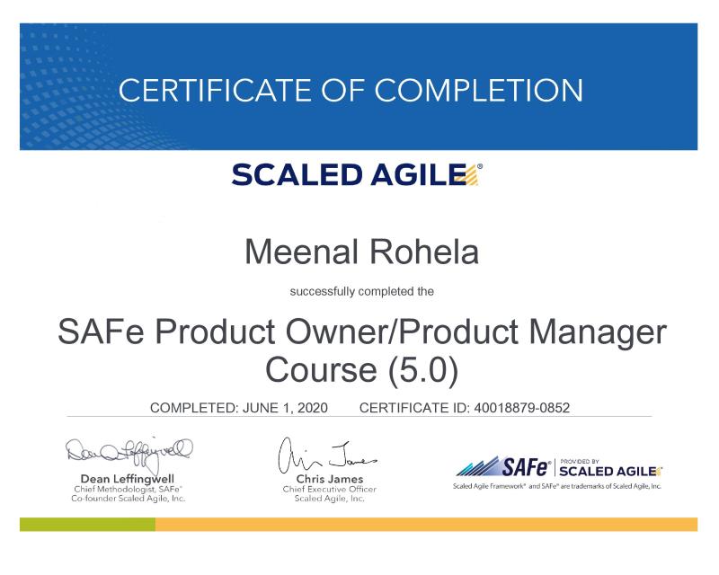 Meenal Rohela, MBA, Certified SAFe® 5 PO/PM on LinkedIn: #certified # ... Meenal Rohela, MBA, Certified SAFe® 5 PO/PM on LinkedIn: #certified # ...