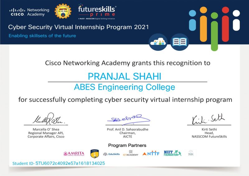 Pranjal Shahi on LinkedIn: #cisconetworkingacademy #cisconetacad #aicte Pranjal Shahi on LinkedIn: #cisconetworkingacademy #cisconetacad #aicte