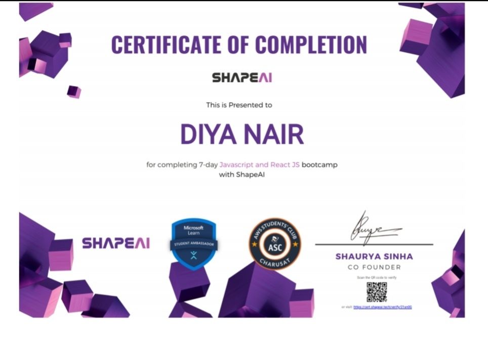 Diya Nair on LinkedIn: #javascript #javascriptdeveloper #reactjs #developer Diya Nair on LinkedIn: #javascript #javascriptdeveloper #reactjs #developer