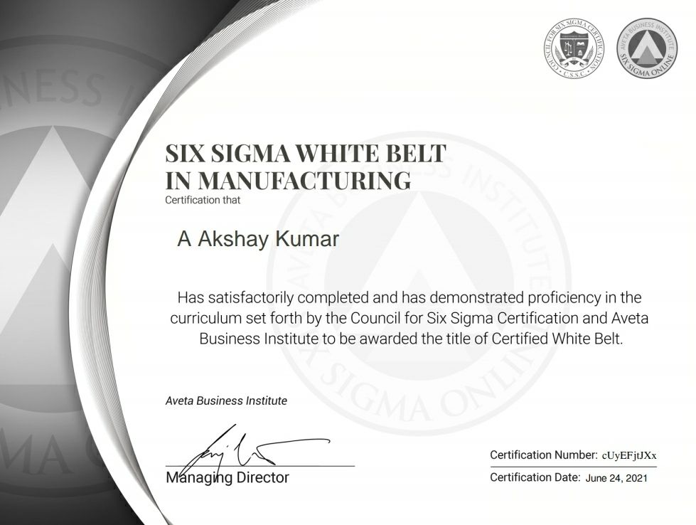 Akshay Kumar on LinkedIn: #learning #experience #sixsigmacertification ... Akshay Kumar on LinkedIn: #learning #experience #sixsigmacertification ...