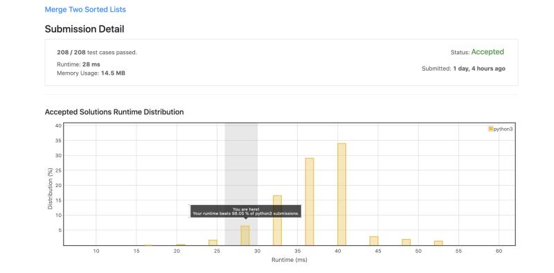 Nihal Kashyap on LinkedIn: Merging two sorted linked lists - 98.05% ... Nihal Kashyap on LinkedIn: Merging two sorted linked lists - 98.05% ...