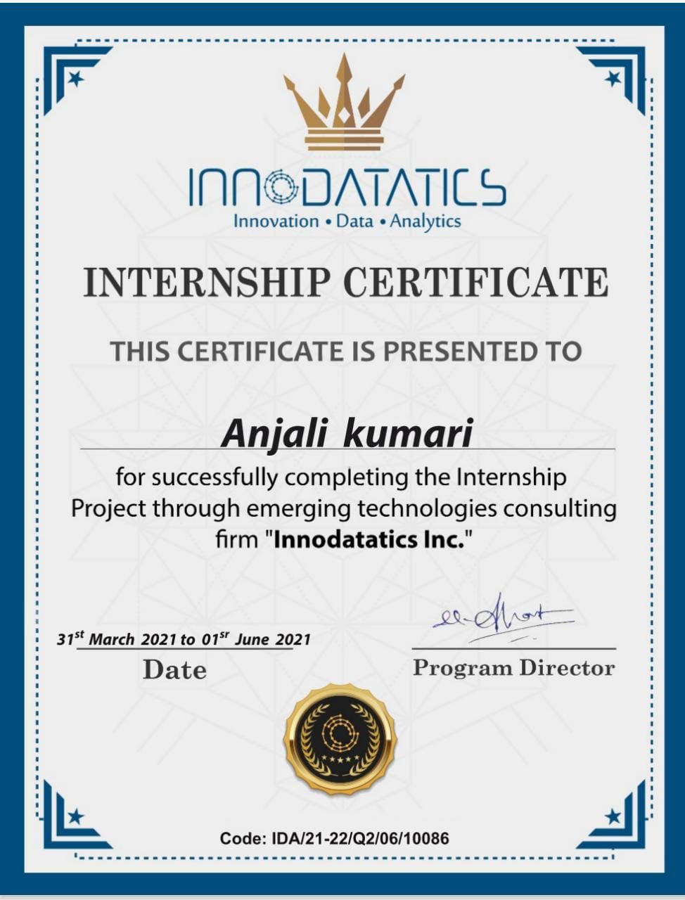 Anjali kumari on LinkedIn: #internship Anjali kumari on LinkedIn: #internship