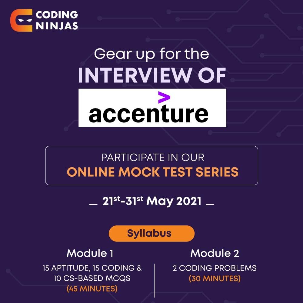 Aman Kumar Gupta on LinkedIn: #accenture #codingninjas #mocktest Aman Kumar Gupta on LinkedIn: #accenture #codingninjas #mocktest