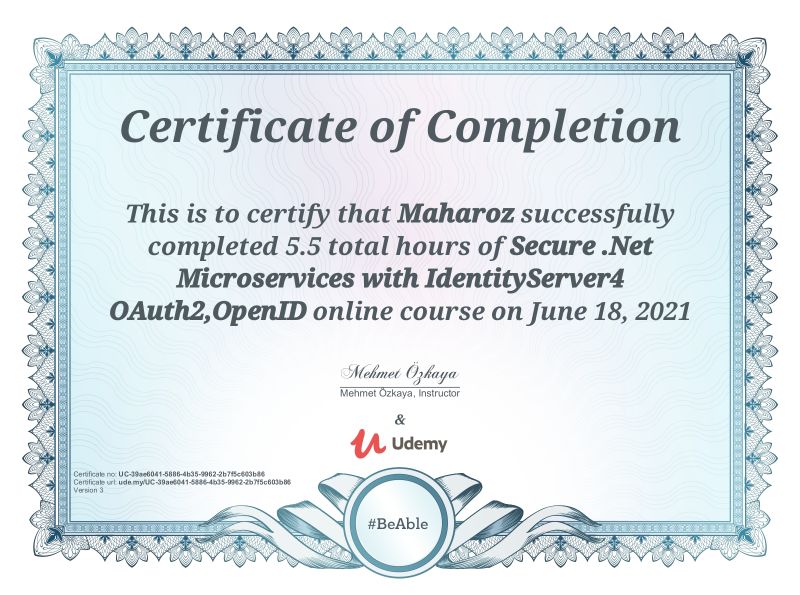 Maharoz Alam on LinkedIn: Completed Secure .Net Microservices with ... Maharoz Alam on LinkedIn: Completed Secure .Net Microservices with ...