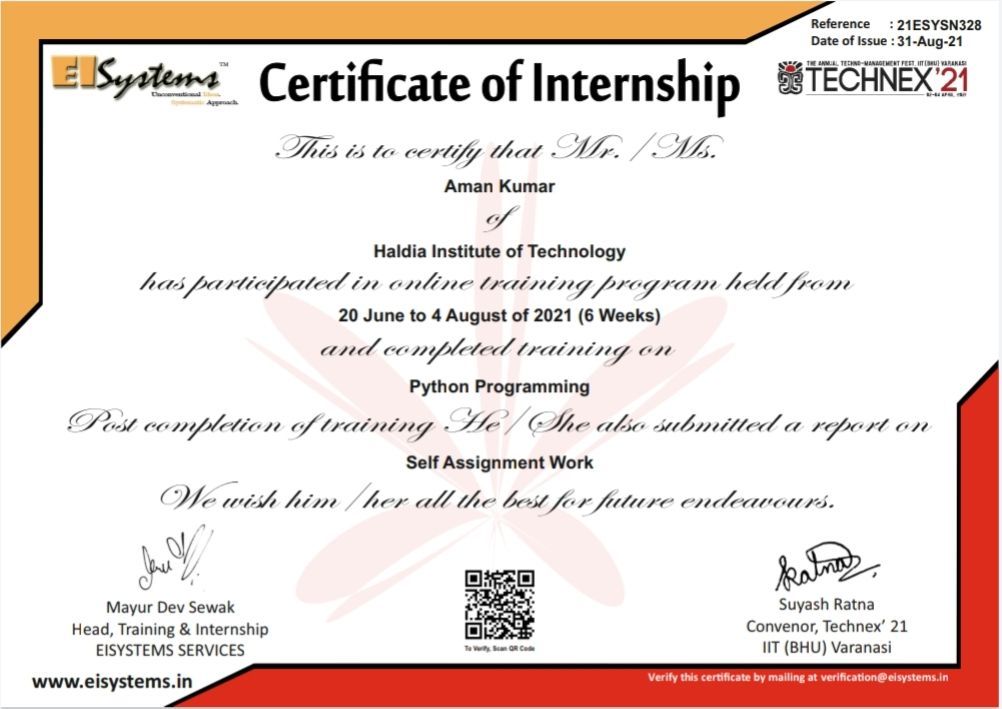 Aman Kumar on LinkedIn: #internship #python #programming #learning Aman Kumar on LinkedIn: #internship #python #programming #learning