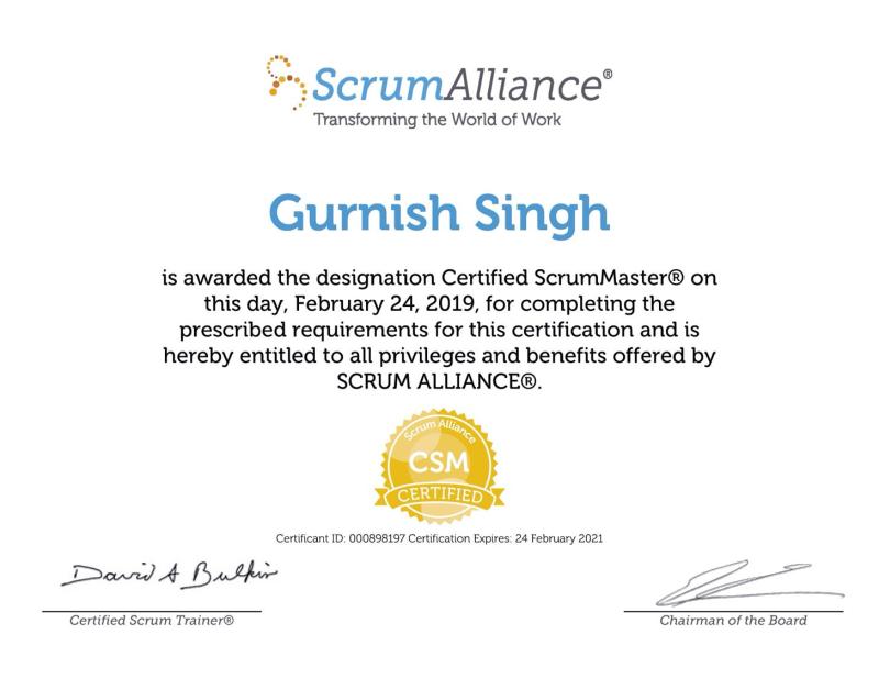 Gurnish Singh MS, PMP, CSPO, CSM, SAFe SA, ITIL on LinkedIn: #csm # ... Gurnish Singh MS, PMP, CSPO, CSM, SAFe SA, ITIL on LinkedIn: #csm # ...