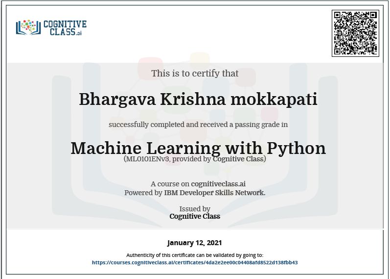 Bhargava Krishna Mokkapati on LinkedIn: #ibmcognitiveclasses Bhargava Krishna Mokkapati on LinkedIn: #ibmcognitiveclasses