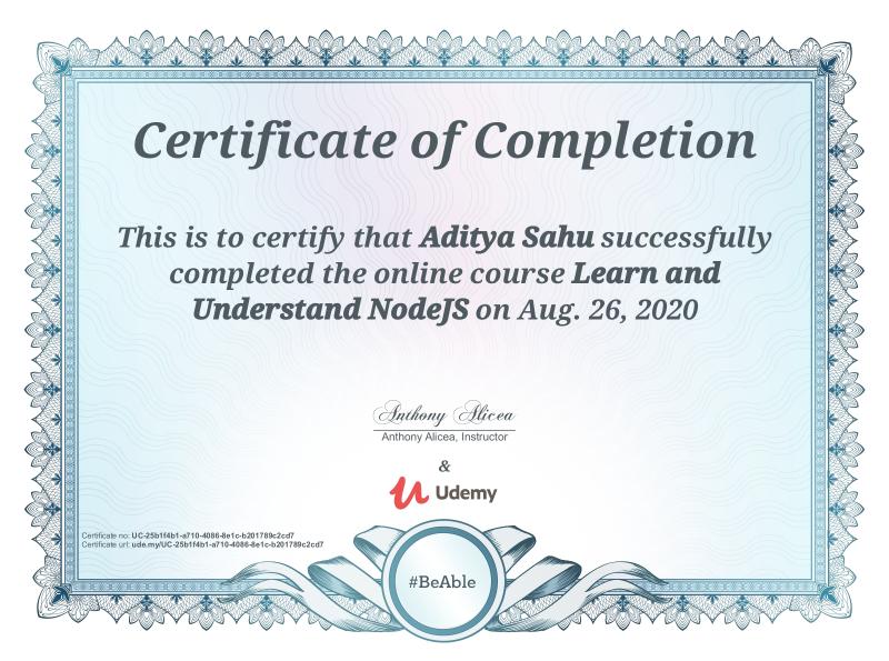 Aditya Sahu on LinkedIn: #udemycourse #nodejs #coursecompleted # ... Aditya Sahu on LinkedIn: #udemycourse #nodejs #coursecompleted # ...