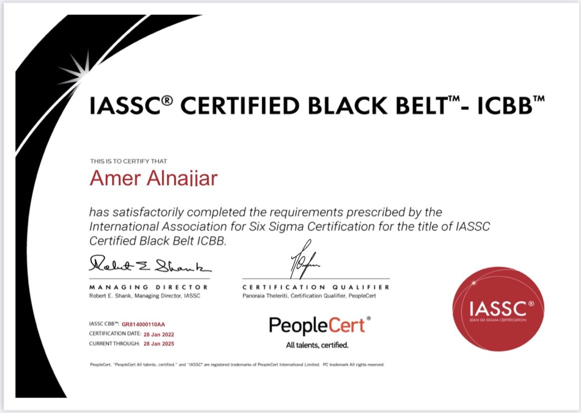 Amer Alnajjar, CLSSBB, PMP on LinkedIn: #sixsigma #blackbelt | 71 comments Amer Alnajjar, CLSSBB, PMP on LinkedIn: #sixsigma #blackbelt | 71 comments