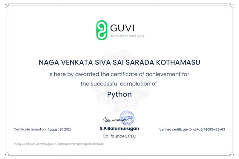 N V S S SARADA KOTHAMASU on LinkedIn: #guvi #python #pythonprogramming ... N V S S SARADA KOTHAMASU on LinkedIn: #guvi #python #pythonprogramming ...
