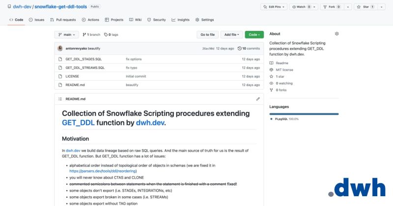dwh.dev on LinkedIn: GitHub - dwh-dev/snowflake-get-ddl-tools ... dwh.dev on LinkedIn: GitHub - dwh-dev/snowflake-get-ddl-tools ...