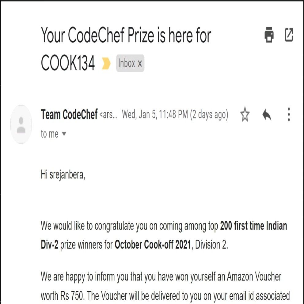 Srejan Kumar Bera on LinkedIn: #cp #codechef #dsa #rewards Srejan Kumar Bera on LinkedIn: #cp #codechef #dsa #rewards