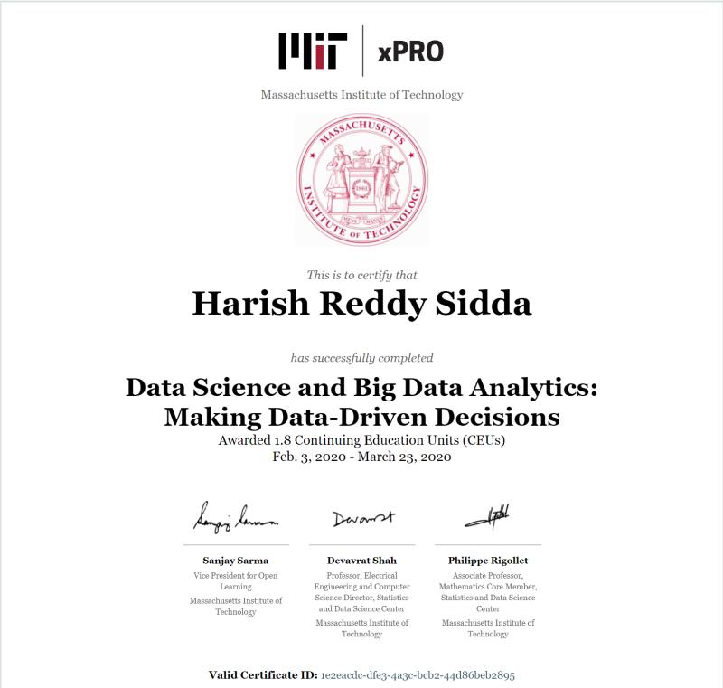 Harish Reddy Sidda on LinkedIn: Finished my Data Science and Big Data ... Harish Reddy Sidda on LinkedIn: Finished my Data Science and Big Data ...