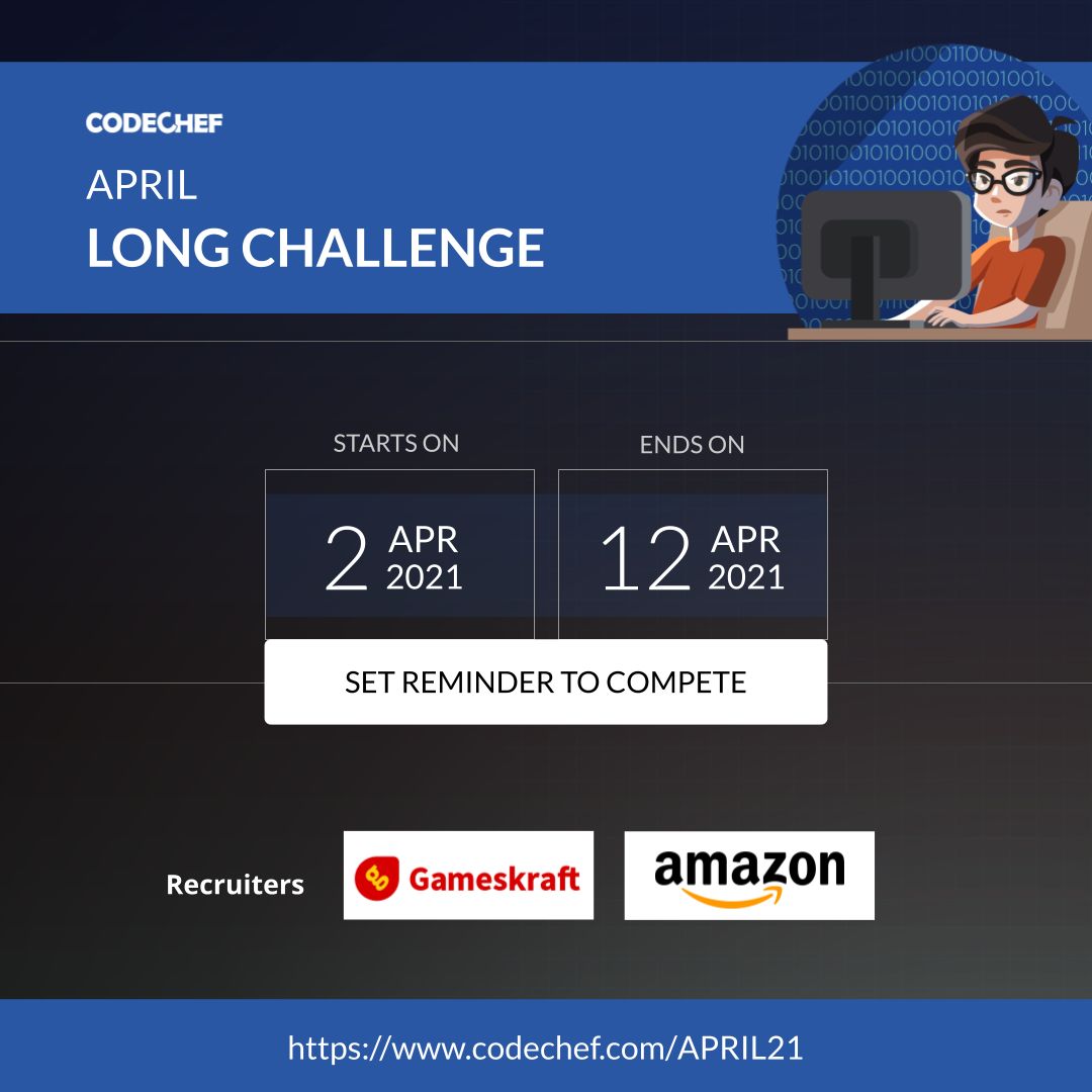 CodeChef on LinkedIn: #programming #coding #contest #hiring CodeChef on LinkedIn: #programming #coding #contest #hiring