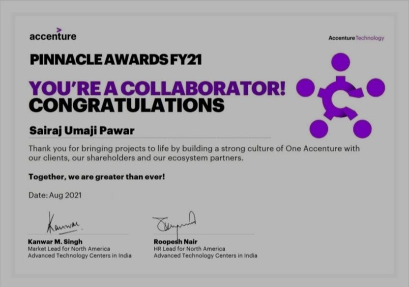 Sairaj Pawar on LinkedIn: #accenture #appreciation #pinnacle #thanks ... Sairaj Pawar on LinkedIn: #accenture #appreciation #pinnacle #thanks ...