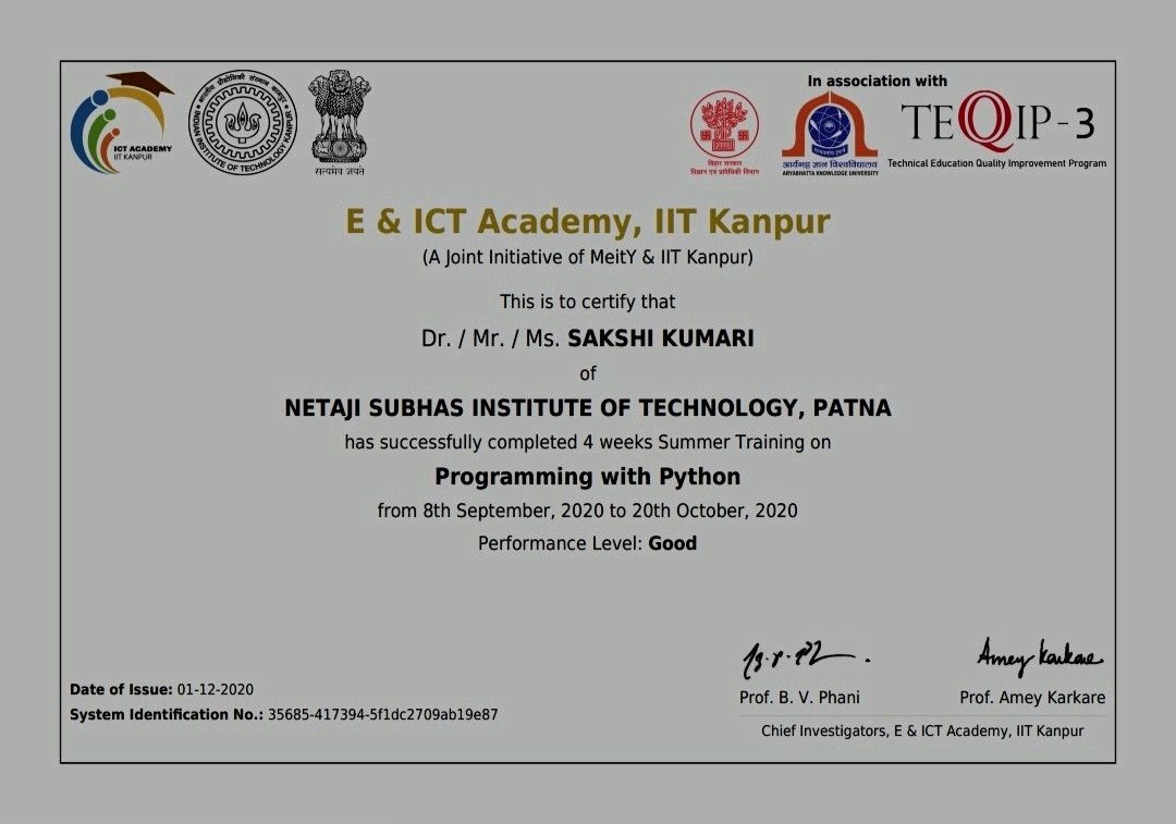 Sakshi Mishra on LinkedIn: #iitkanpur #python #programming #coding Sakshi Mishra on LinkedIn: #iitkanpur #python #programming #coding