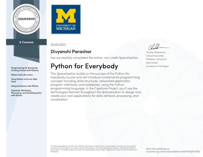 Divyanshi Parashar on LinkedIn: #python #specialization #python3 # ... Divyanshi Parashar on LinkedIn: #python #specialization #python3 # ...