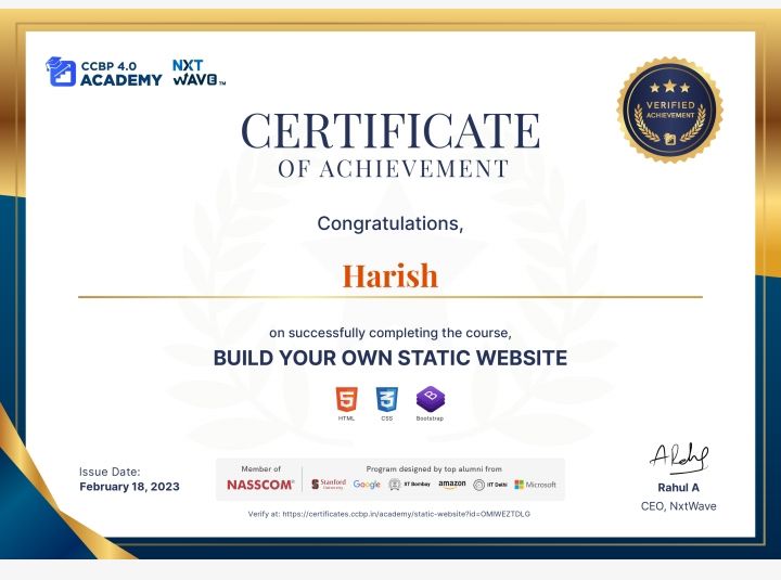 Harish Ganavena on LinkedIn: Completed HTML, CSS, BOOTSTRAP Harish Ganavena on LinkedIn: Completed HTML, CSS, BOOTSTRAP
