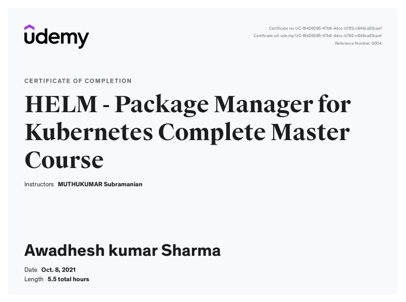 Awadhesh Kumar Sharma on LinkedIn: Successfully Completed Helm #helm# ... Awadhesh Kumar Sharma on LinkedIn: Successfully Completed Helm #helm# ...