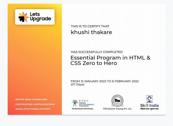 Khushi Thakare on LinkedIn: #letsupgrade #css #html Khushi Thakare on LinkedIn: #letsupgrade #css #html