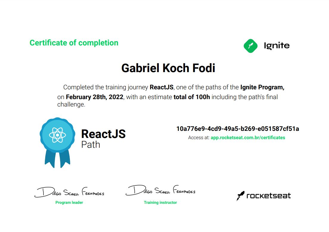 Gabriel Koch Fodi on LinkedIn: #rocketseat #ignite #reactjs #nextjs # ... Gabriel Koch Fodi on LinkedIn: #rocketseat #ignite #reactjs #nextjs # ...