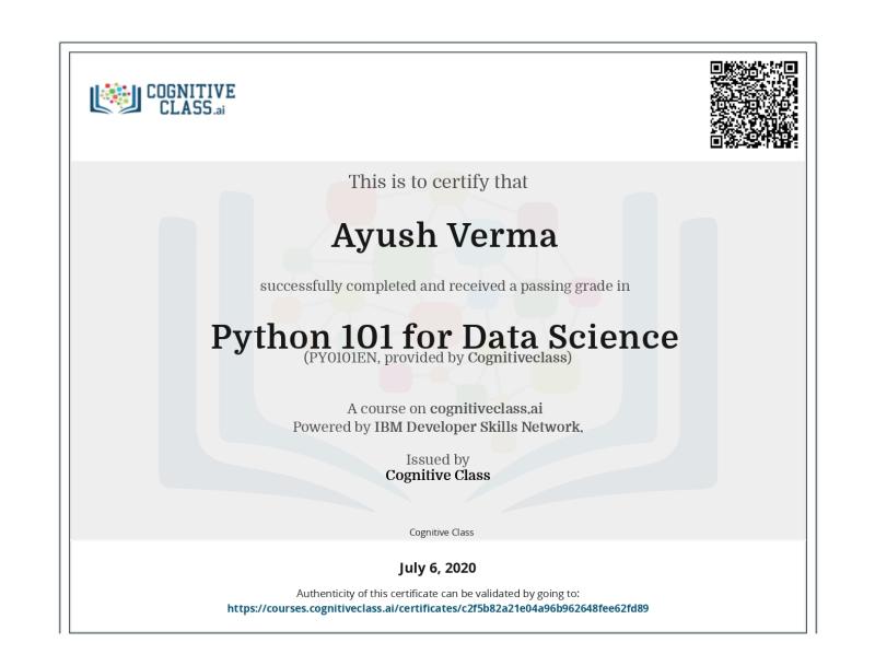 Ayush Verma on LinkedIn: #cognitiveclass #ibmdatascience Ayush Verma on LinkedIn: #cognitiveclass #ibmdatascience
