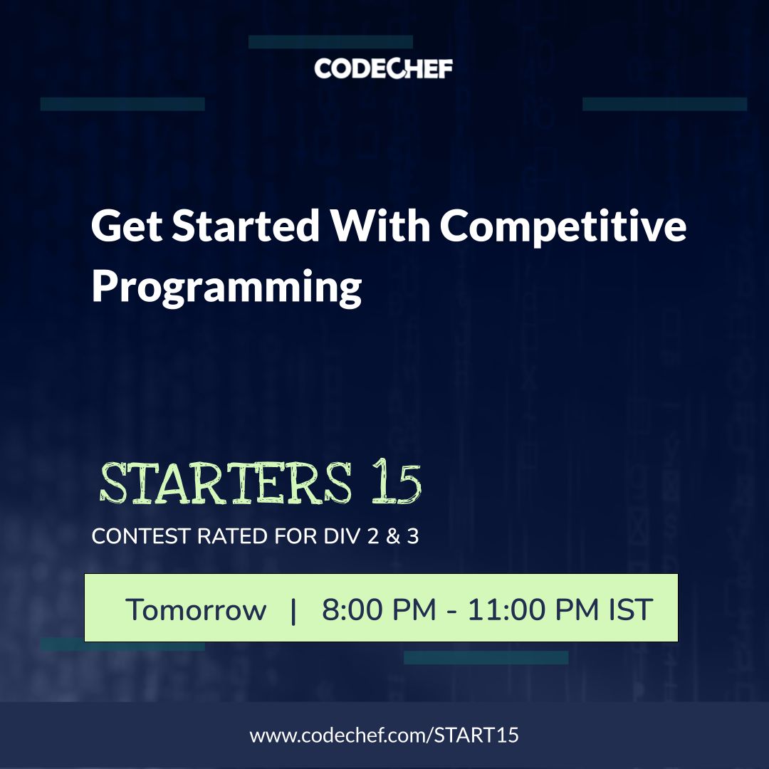 CodeChef on LinkedIn: #codechef #coding #programming CodeChef on LinkedIn: #codechef #coding #programming